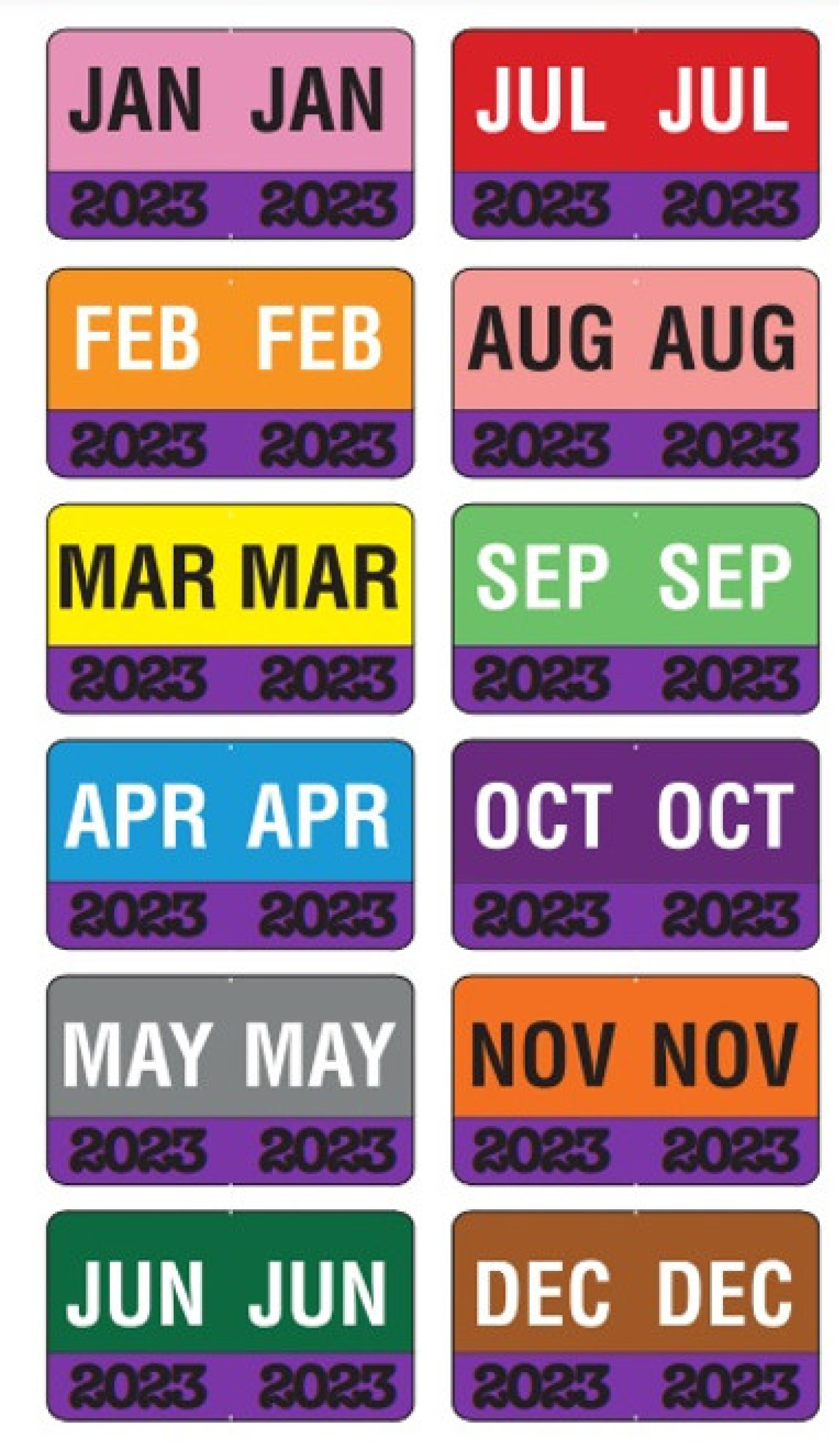 22391MY - Month/Year Labels 2023 - Complete Set Jan-December - 2,700 ...