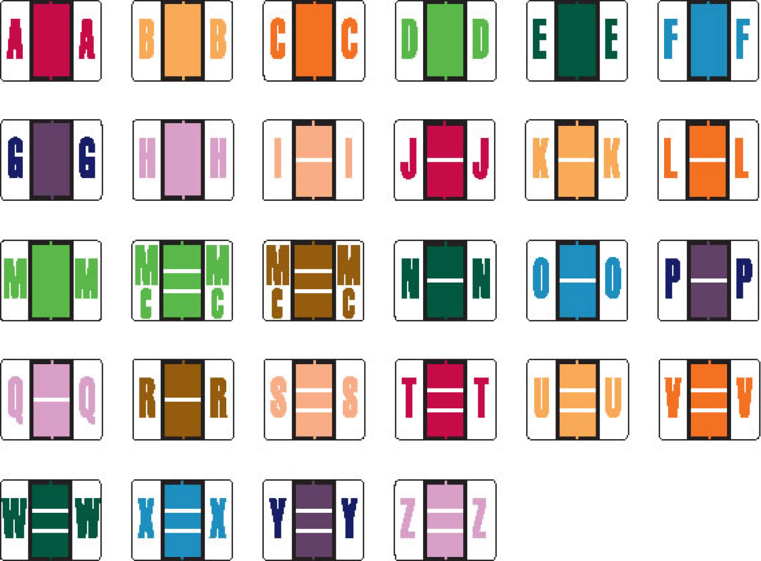 S-9217 - Tab Compatible Alpha Labels, Laminated Stock, 1" X 1.25 ...